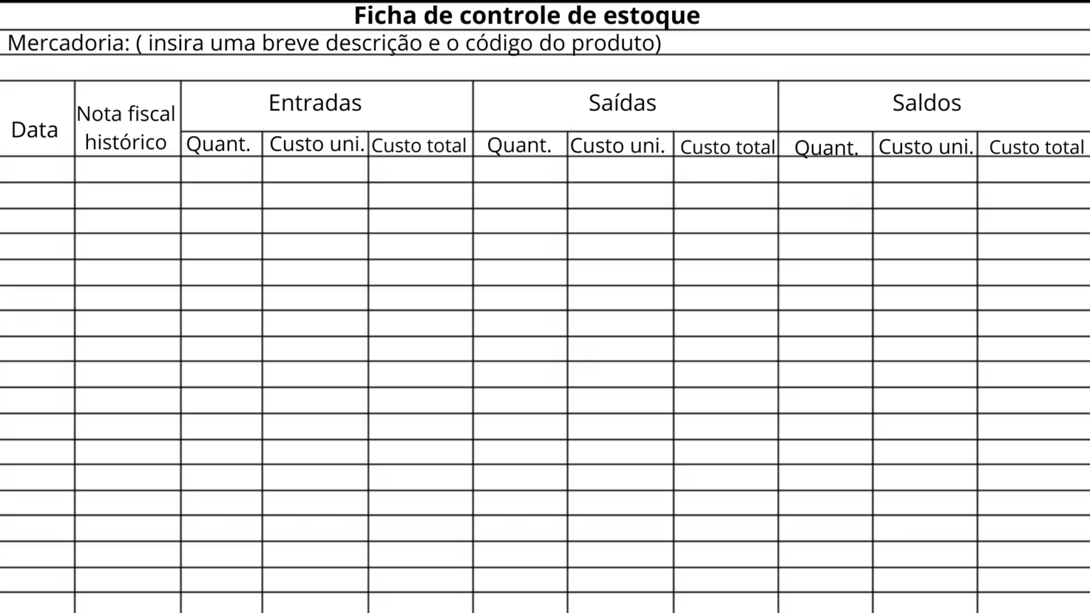 Planilha de controle de estoque (Excel) gratuita